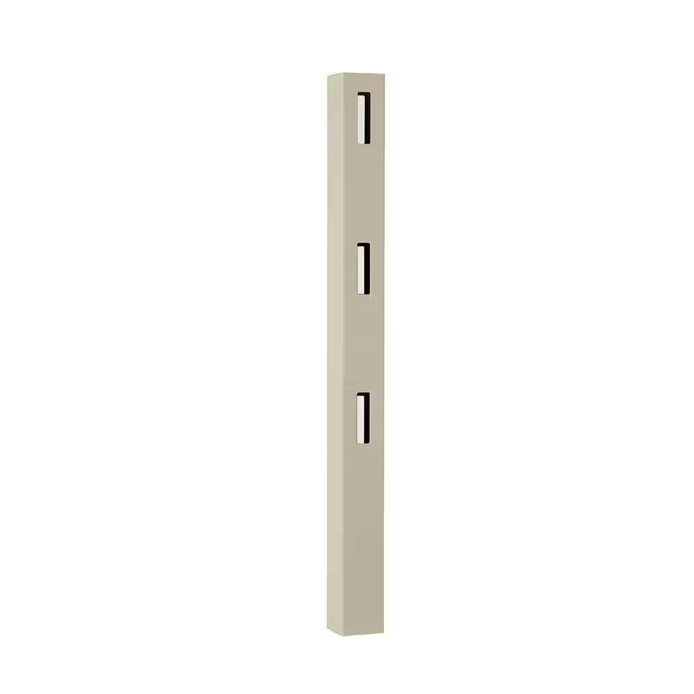 Veranda 5 in. x 5 in. x 7 ft. Tan Vinyl Ranch 3-Rail Fence Line Post ...