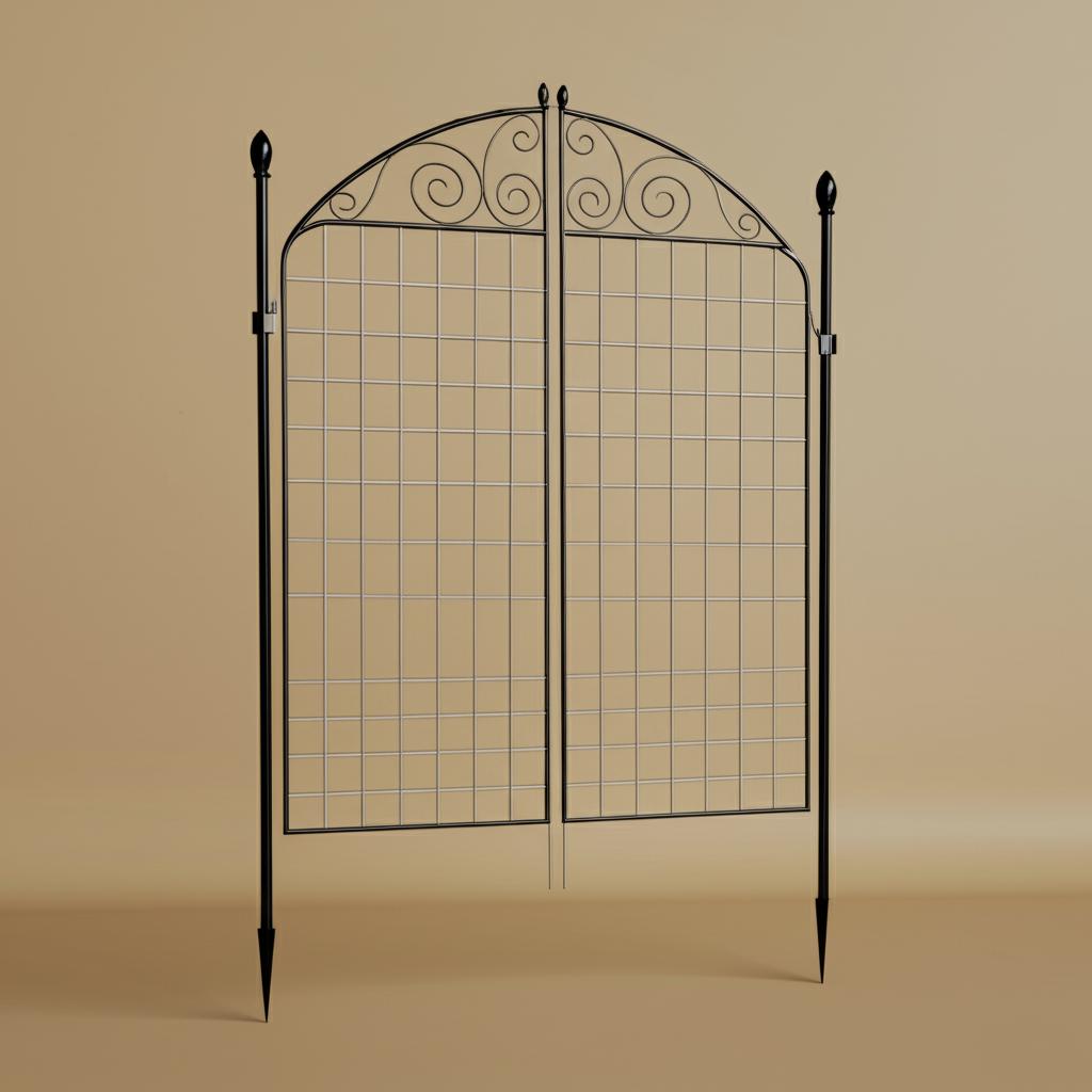 Vigoro Rockdale 41.9 in. H x 34.8 in. W Black Metal Garden Fence Gate ...