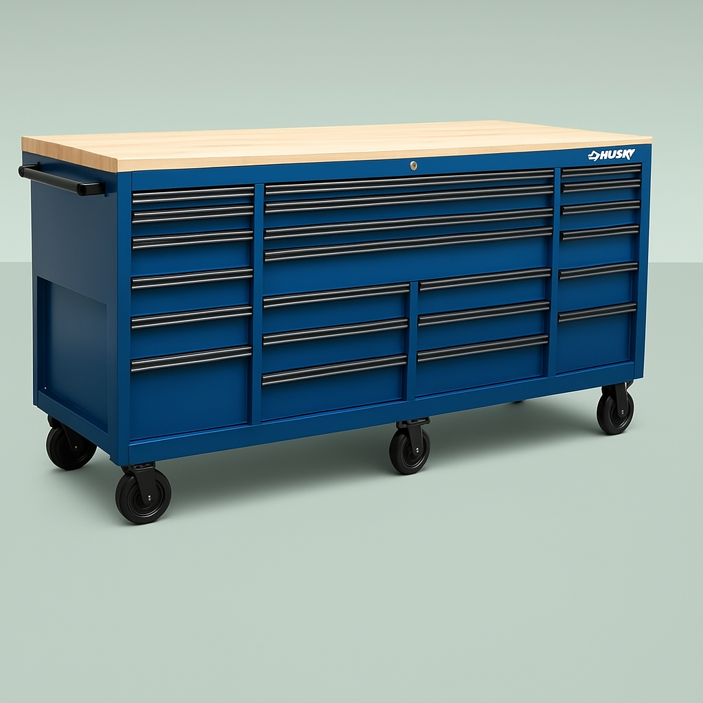 Husky Heavy Duty 84-inch Matte Blue Mobile Workbench Cabinet – PROARB