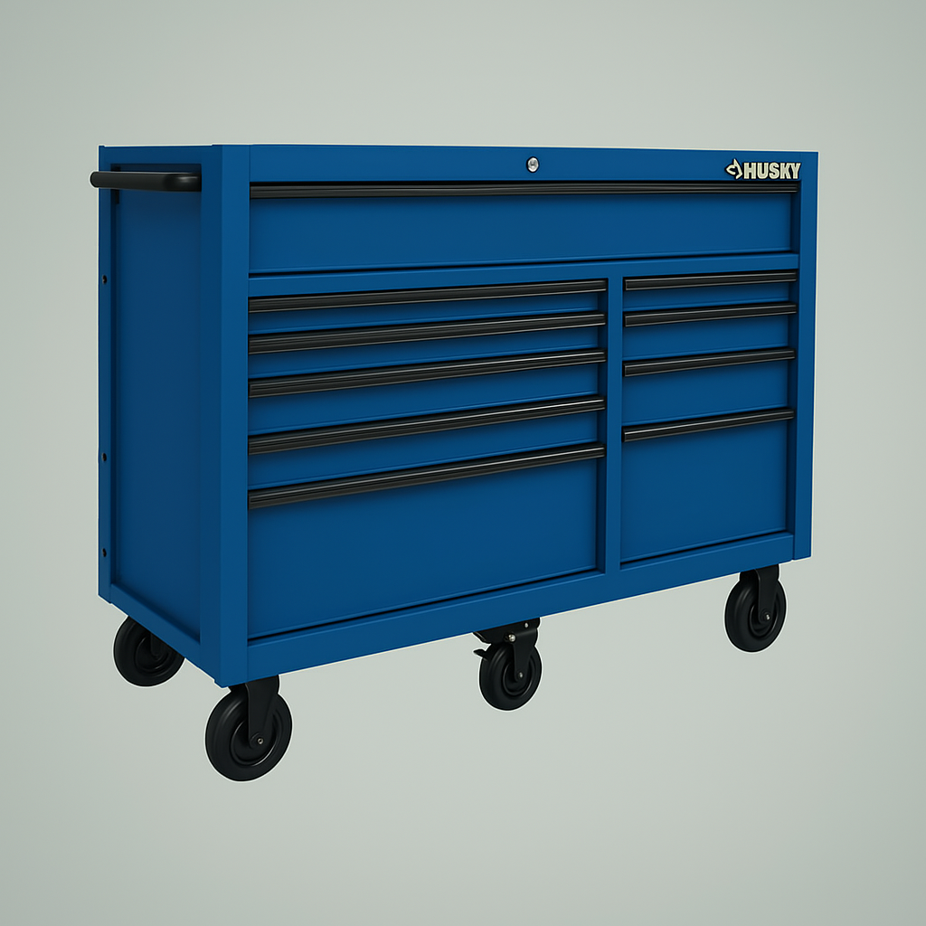 Husky Heavy-Duty 61 in. W x 24 in. D Mobile Workbench in Matte Blue ...