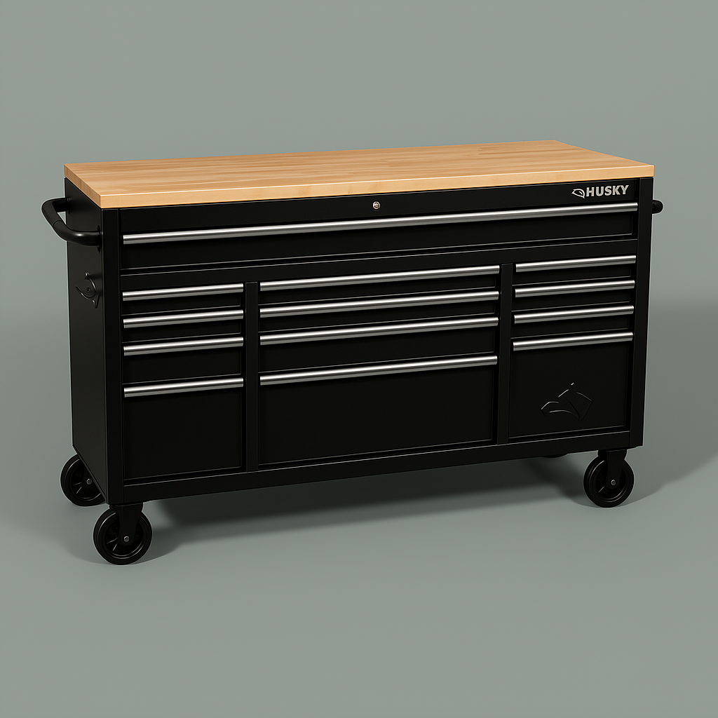 Husky 61-inch Heavy Duty Mobile Workbench with Solid Wood Top – PROARB