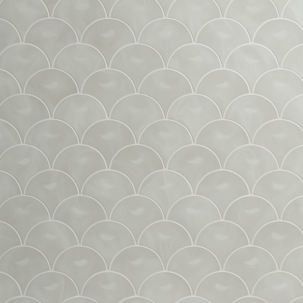 Montage Perla Hot Glass Fan Mosaic Tile - 11 x 11, Polished Finish, Wh ...