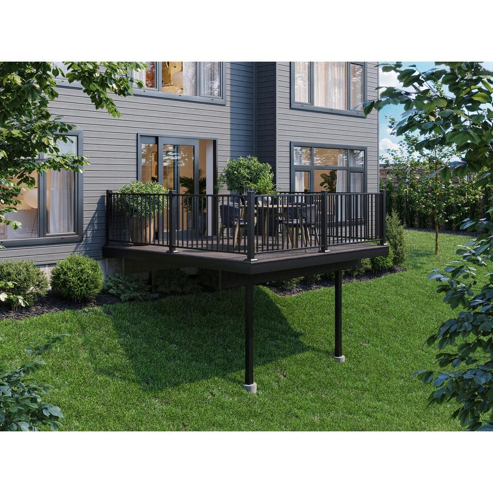 FORTRESS Apex Attached 12 ft. x 12 ft. Artic Birch PVC Deck Kit and 7 ...
