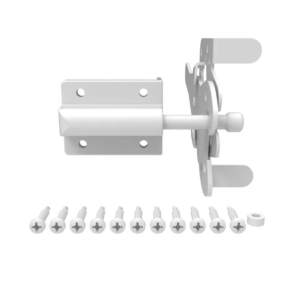 Barrette Outdoor Living 7.75 in. x 4 in. Heavy-Duty Steel White Gate L ...