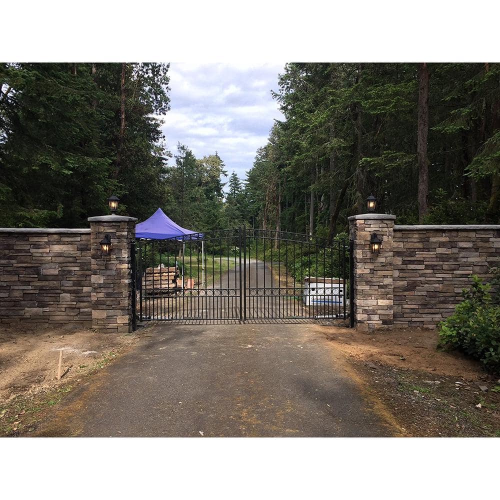 ALEKO Paris Style 14 ft. x 6 ft. Black Steel Dual Driveway Fence Gate ...