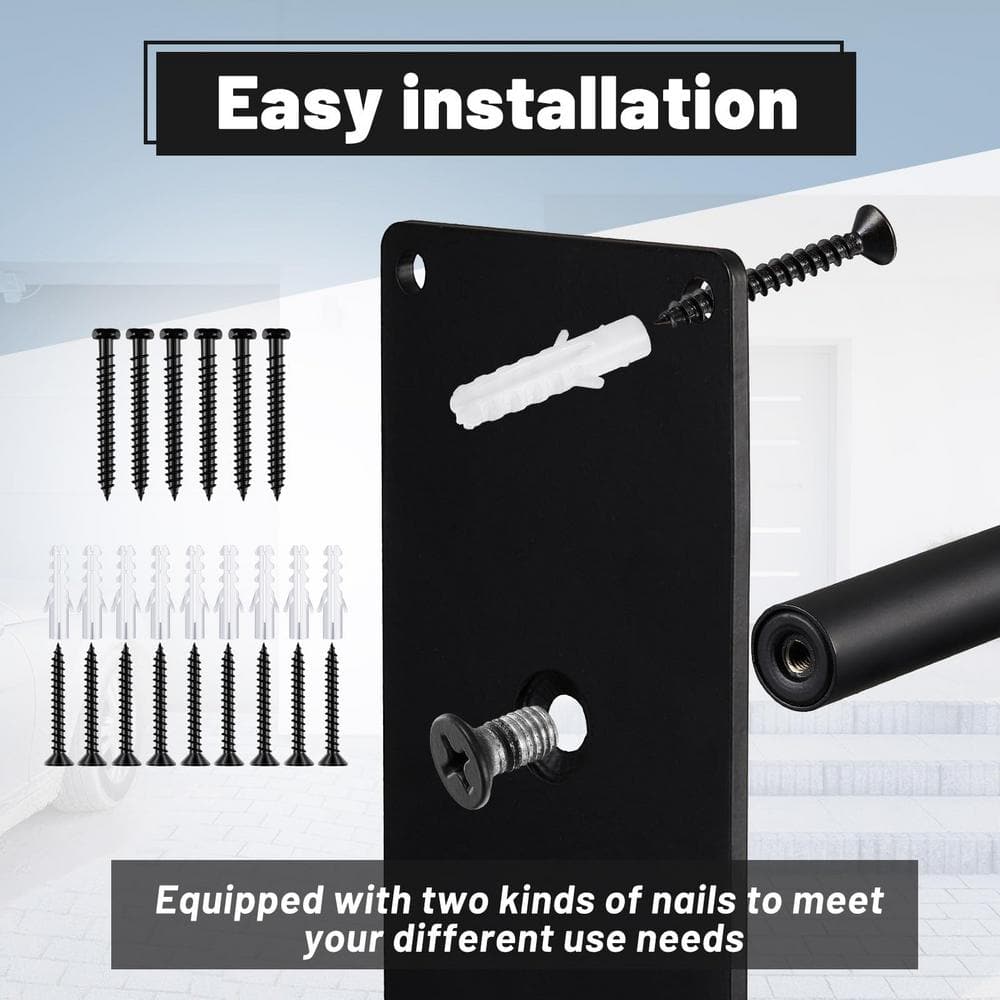 Angel Sar 1.9 ft. Matte Black Metal 1-Step to 3-Step Handrail, Outdoor ...