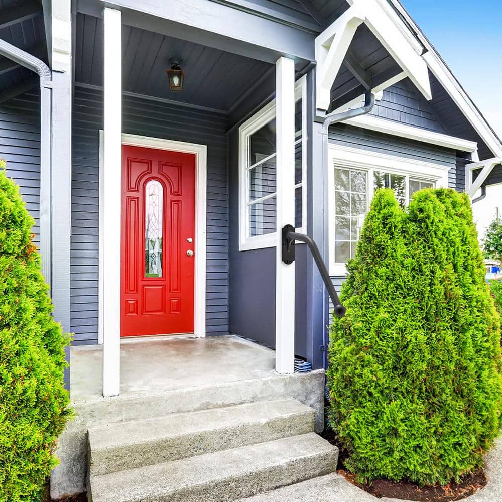 Angel Sar 2.02 ft. Metal Fully Welded Handrail Iron Handrail for Outdo ...