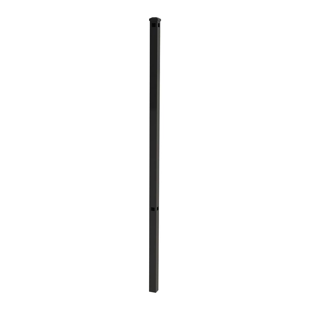 FORGERIGHT Newtown 2 in. x 2 in. x 6 ft. Black Aluminum Fence Corner P ...