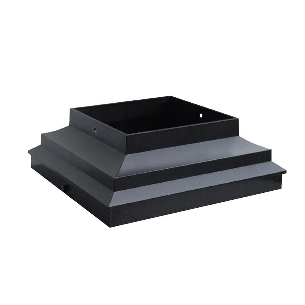 NUVO IRON 4 in. x 4 in. Black Plastic Post Base Skirt and Post Cap Ada ...