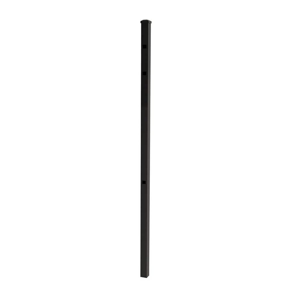 FORGERIGHT 72 in. Osprey Black Aluminum End/Gate Fence Post with Flat ...