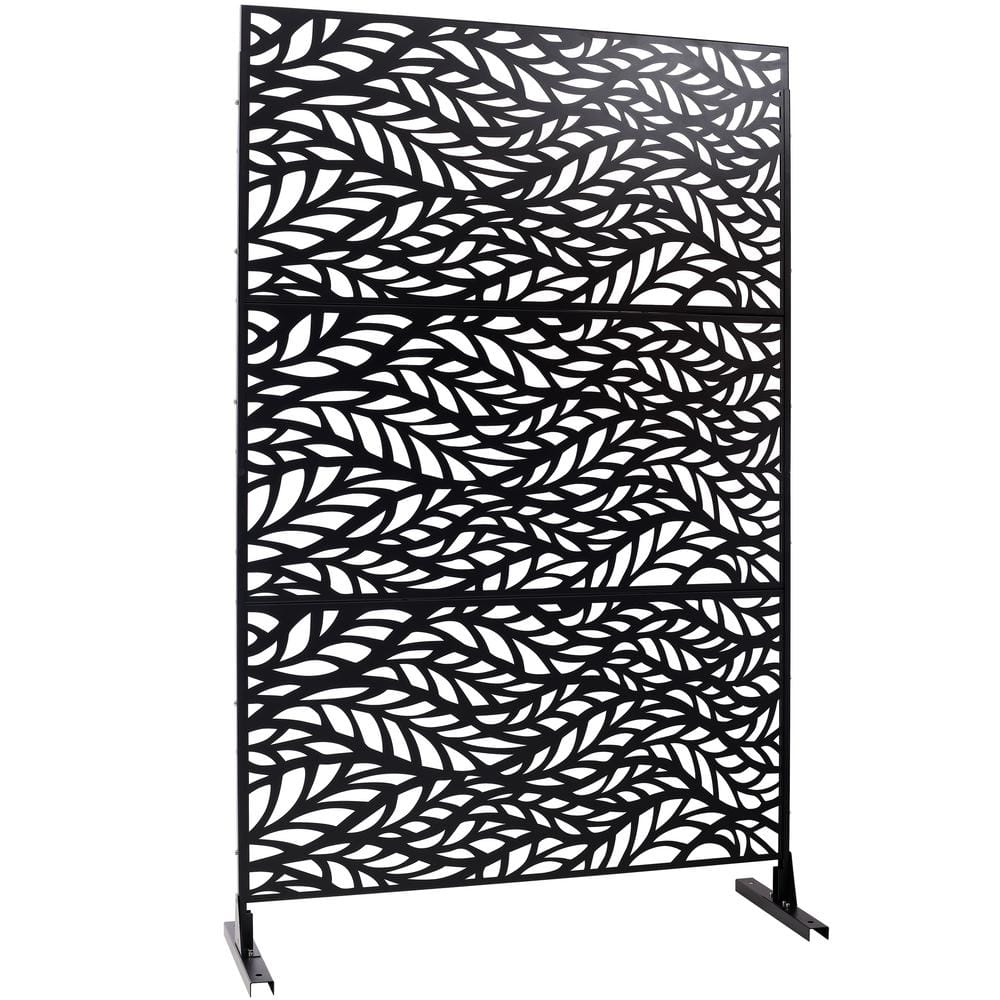 Runesay Outdoor 76 in. Hx48 in. W Metal Privacy Screen in Black for De ...