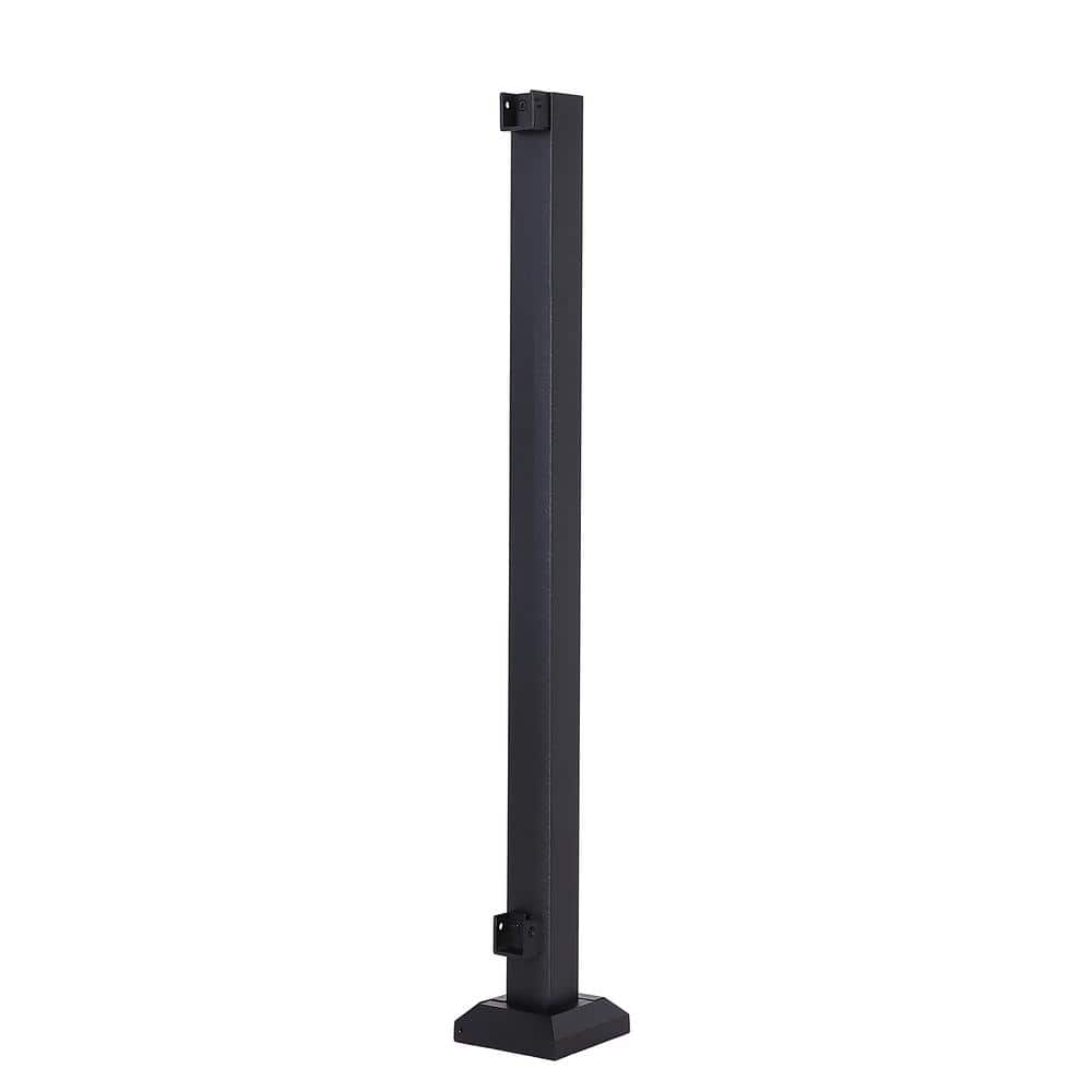 FORTRESS Al13 Home Railing 3-in x 39.5-in Aluminum Black Sand Post – PROARB