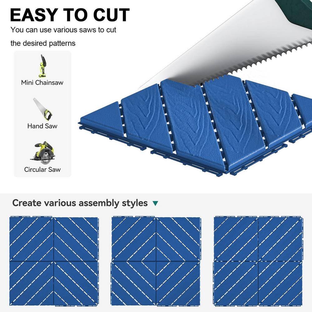 Tidoin Outdoor 1 ft. x 1 ft. Composite Interlocking Tile Deck Tile in ...