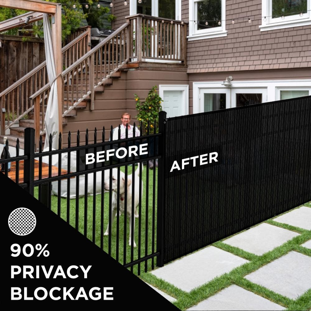 BOEN 6 ft X 20 ft Black Privacy Fence Screen Netting Mesh with Reinfor ...