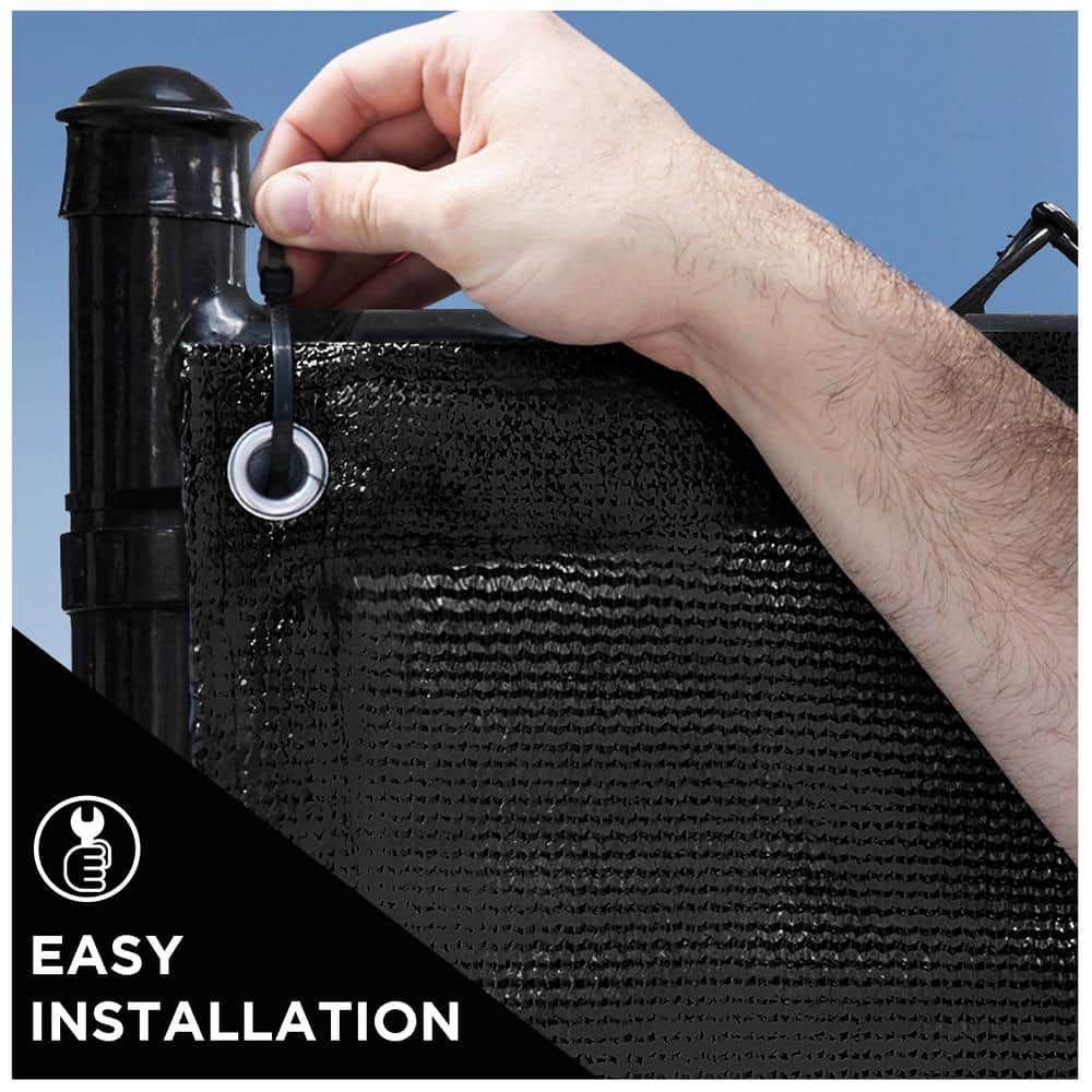 BOEN 6 ft. X 100 ft. Black Privacy Fence Screen Netting Mesh with Rein ...