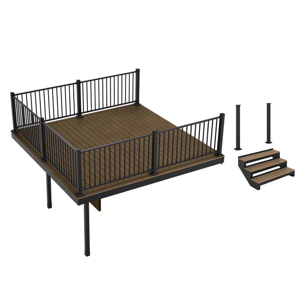 FORTRESS Apex Attached 12 ft. x 12 ft. Brazilian Teak PVC Deck Kit and ...