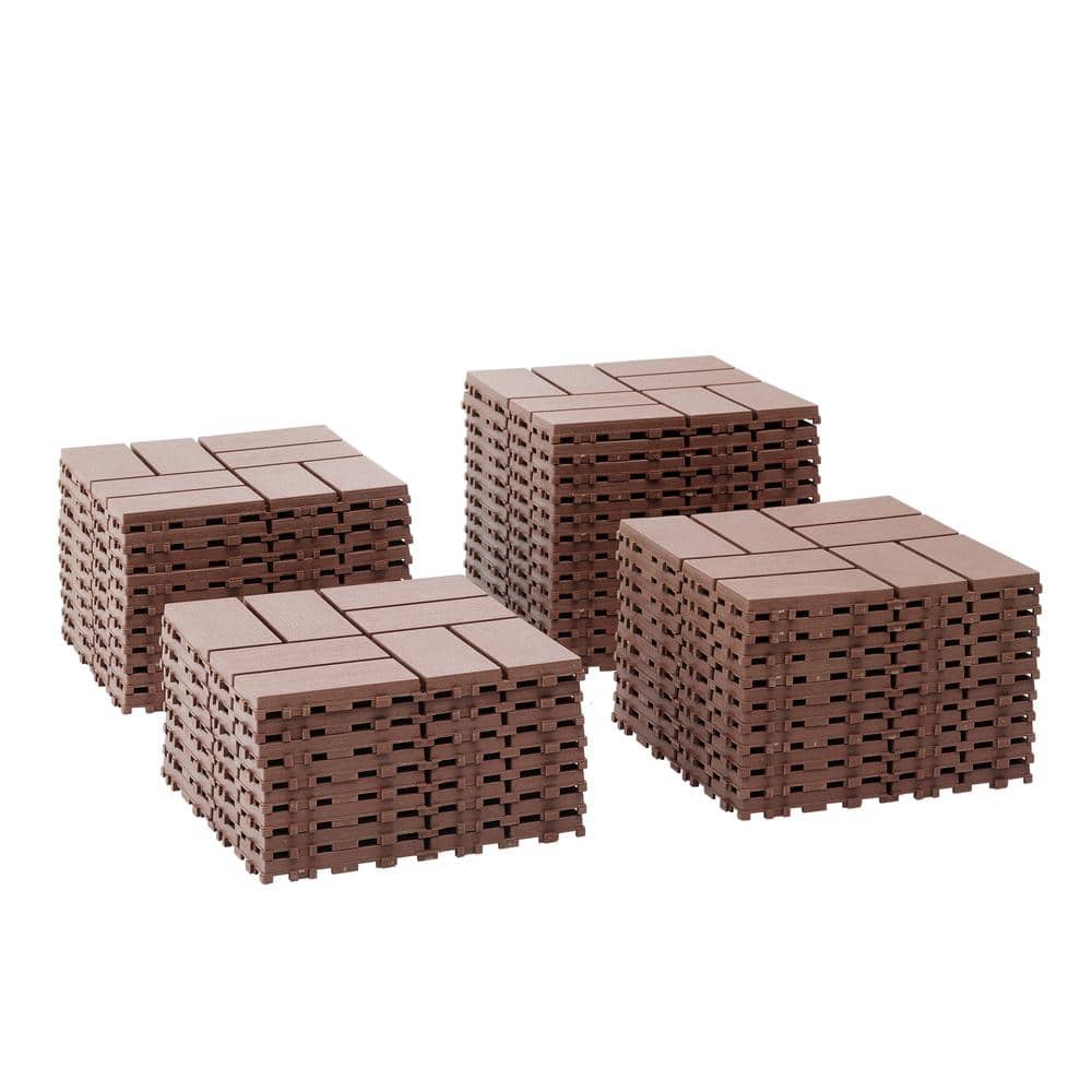 1 ft. x 1 ft. Outdoor Square Waterproof Deck Tile in Brown, All Weathe ...