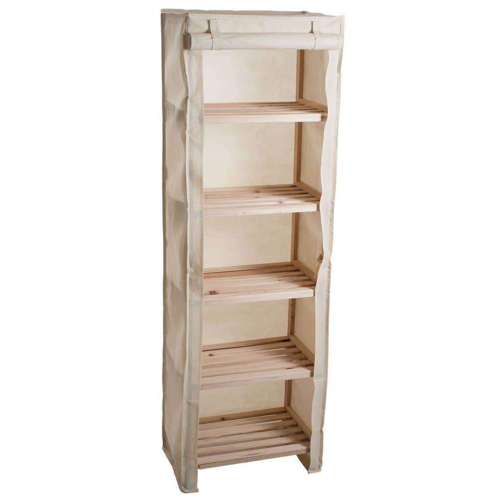Lavish Home 5-Tier Wood Storage Shelving Rack with Removable Cover – PROARB