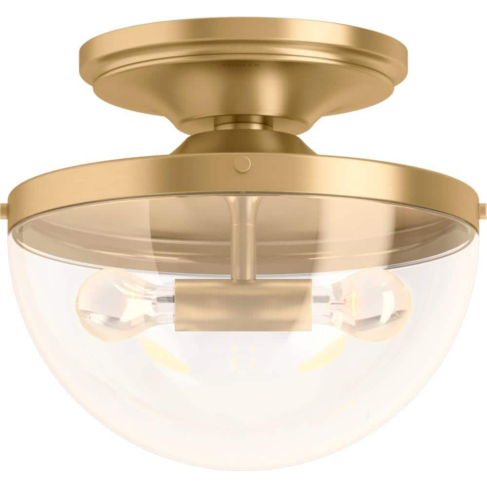 KOHLER Bellera 15 in. 2-Light Brushed Moderne Brass Flush Mount – PROARB
