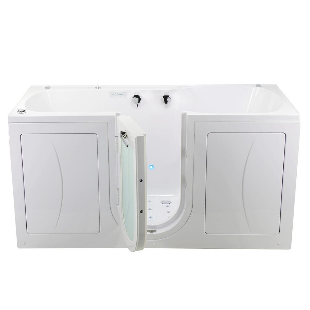 80 in. Big4Two Acrylic Walk-In Whirlpool, Air, Foot Massage Tub in Whi ...