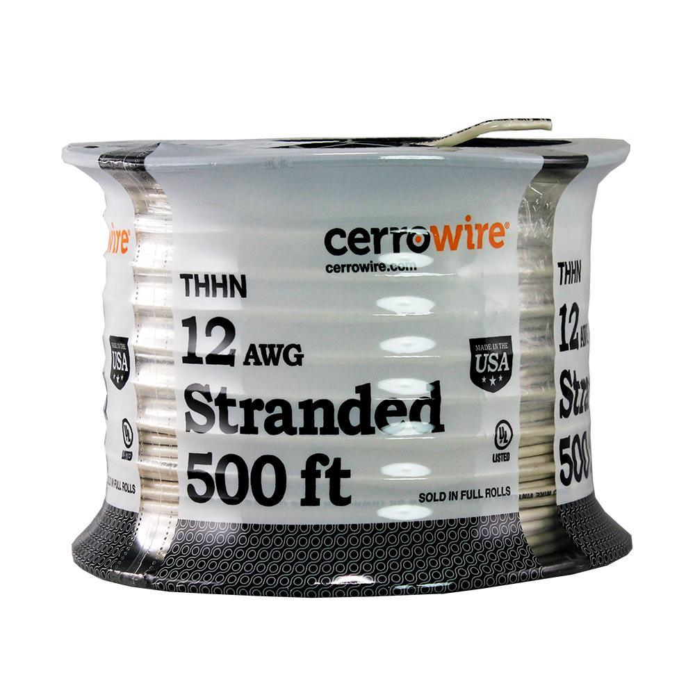 500 ft. 12/1 White Stranded THHN Wire – PROARB