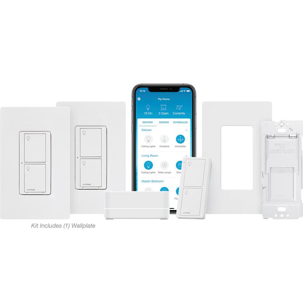Caseta Deluxe Smart Switch Kit with Smart Bridge, 2 Smart Switches, Re ...