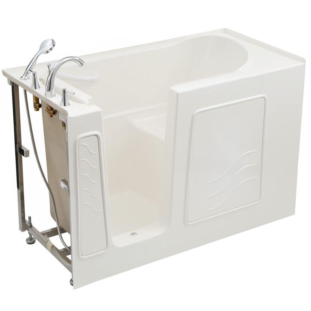 Builder's Choice 53 in. Left Drain Quick Fill Walk-In Soaking Bath Tub ...