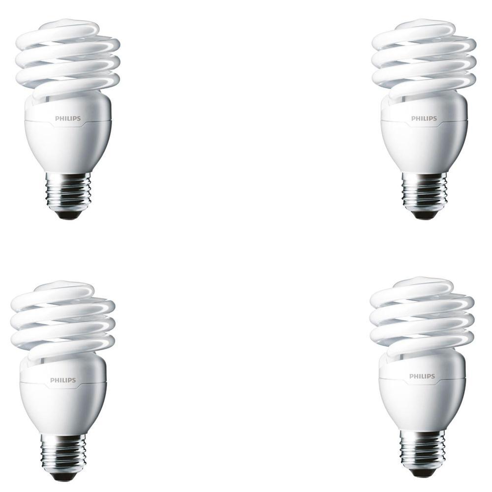 100-Watt Equivalent T2 Twister CFL Light Bulb Daylight Deluxe (4-Pack ...