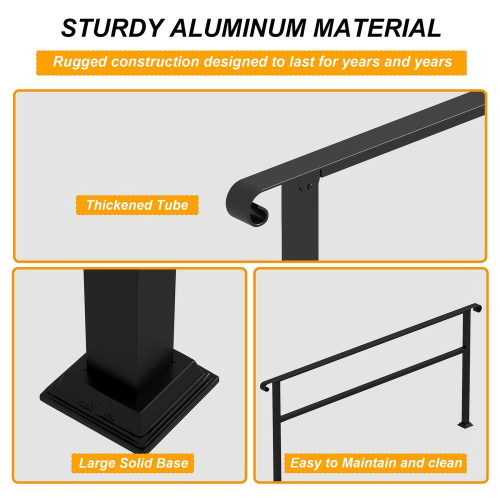 FUFU&GAGA 36 in. H x 82 in. W Black Iron Stair Railing Kit Handrails A ...