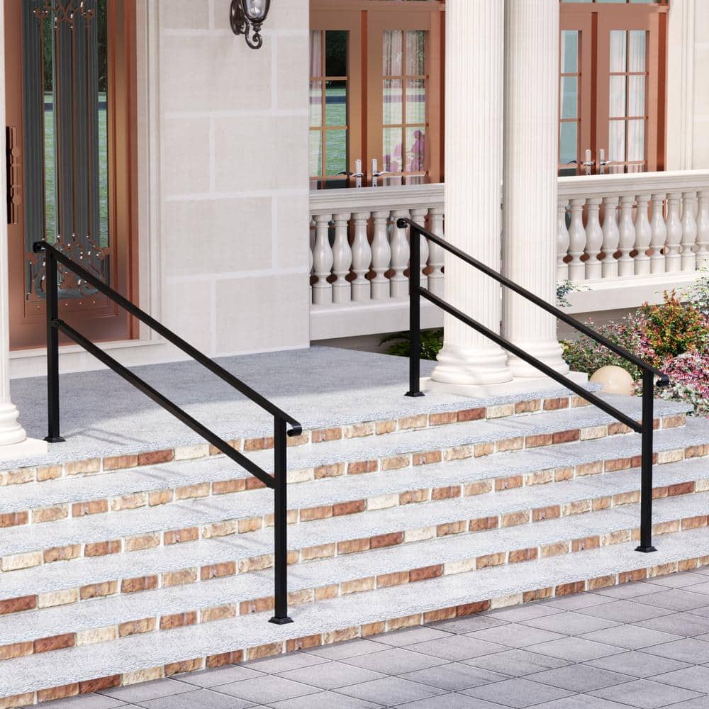 FUFU&GAGA 36 in. H x 82 in. W Black Iron Stair Railing Kit Handrails A ...