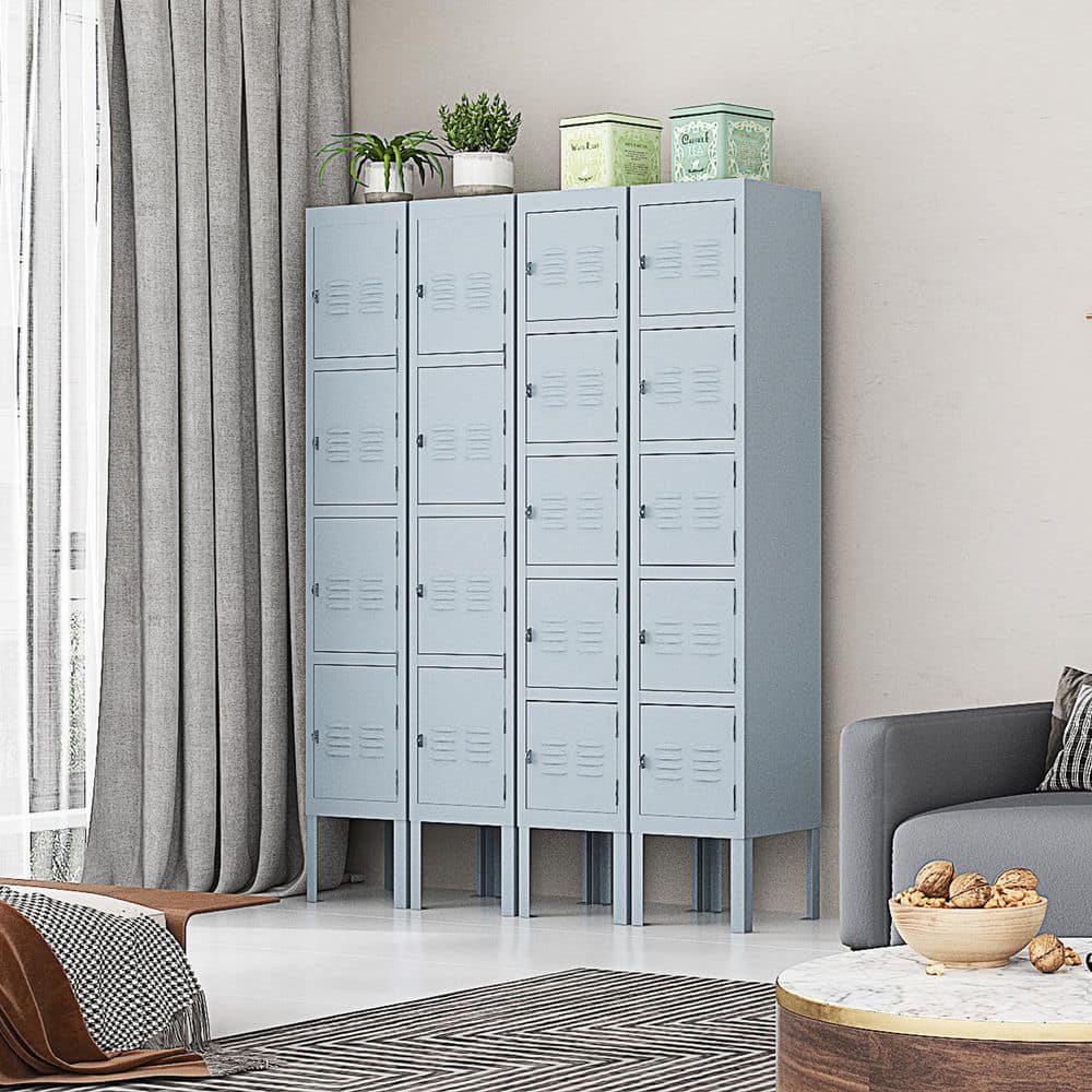 Mlezan 4-Tier Metal Locker 4 Doors Storage Shelves Locker 12 in. D x 1 ...