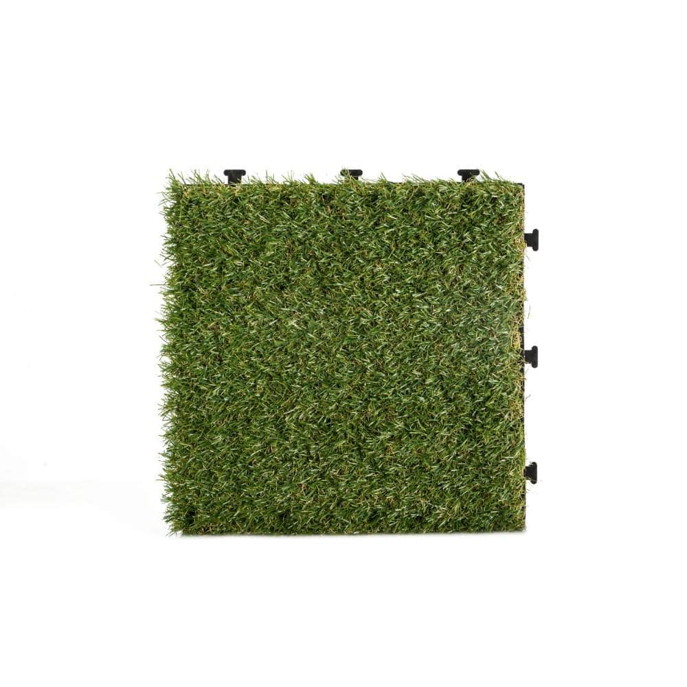 Courtyard Casual 1 ft. x 1 ft. Vinyl Grass Deck Tile in Green (9-Piece ...
