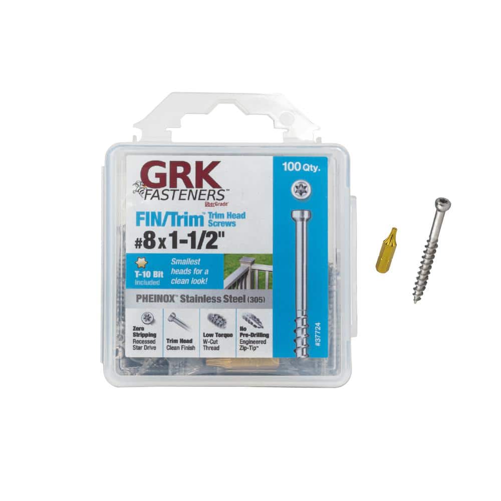 GRK Fasteners 8 x 1-1/2 in. Star Drive Trim-Head Stainless Steel Finis ...