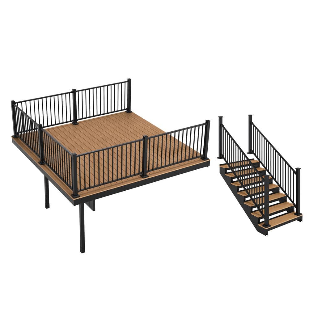 FORTRESS Apex Attached 12 ft. x 12 ft. Himalayan Cedar PVC Deck Kit an ...