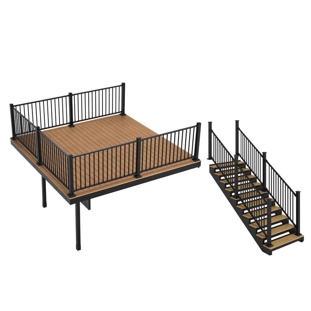 FORTRESS Apex Attached 12 ft. x 12 ft. Himalayan Cedar PVC Deck Kit an ...