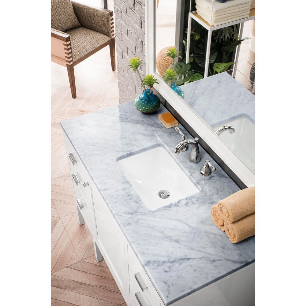 James Martin Vanities Carrara Marble Vanity Top with Porcelain Sink, 3 ...