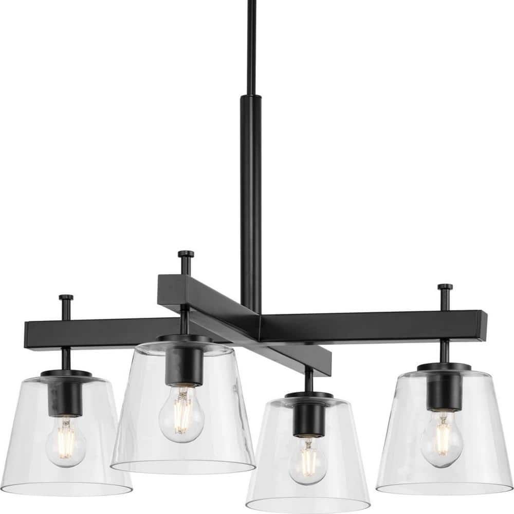 Progress Lighting Saffert 29.38 in. 4-Light Matte Black with Clear Gla ...