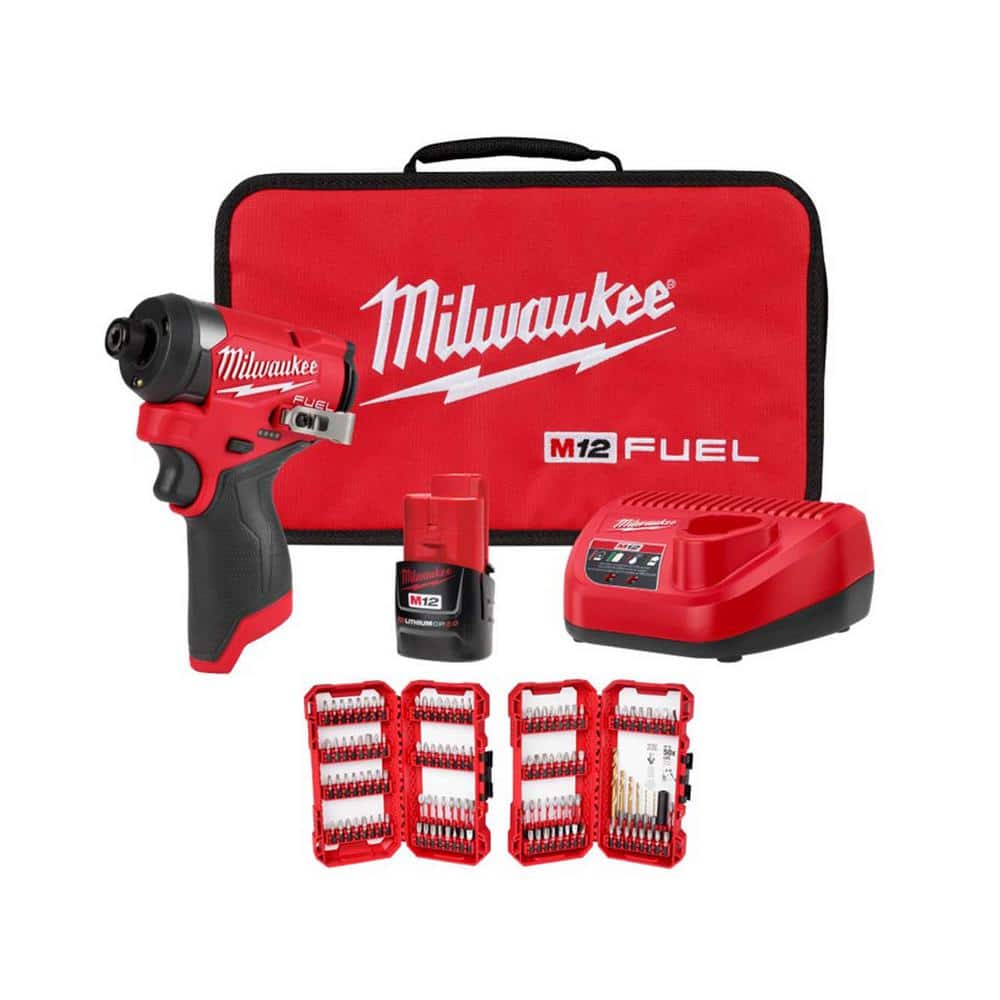 Milwaukee M12 FUEL 12V 1/4 in. Hex Impact Driver Compact Kit w/SHOCKWA ...