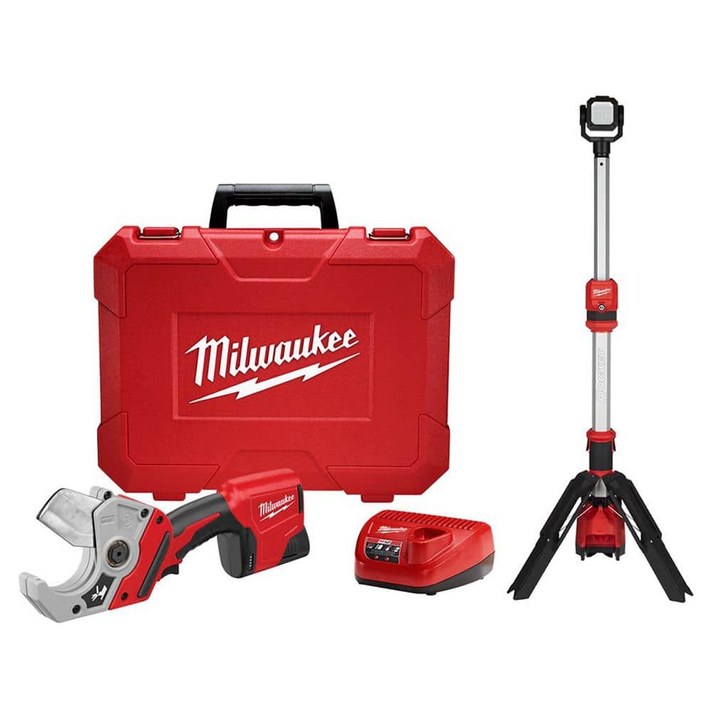 Milwaukee M12 12V Lithium-Ion Cordless PVC Shear Kit with M12 Rocket S ...