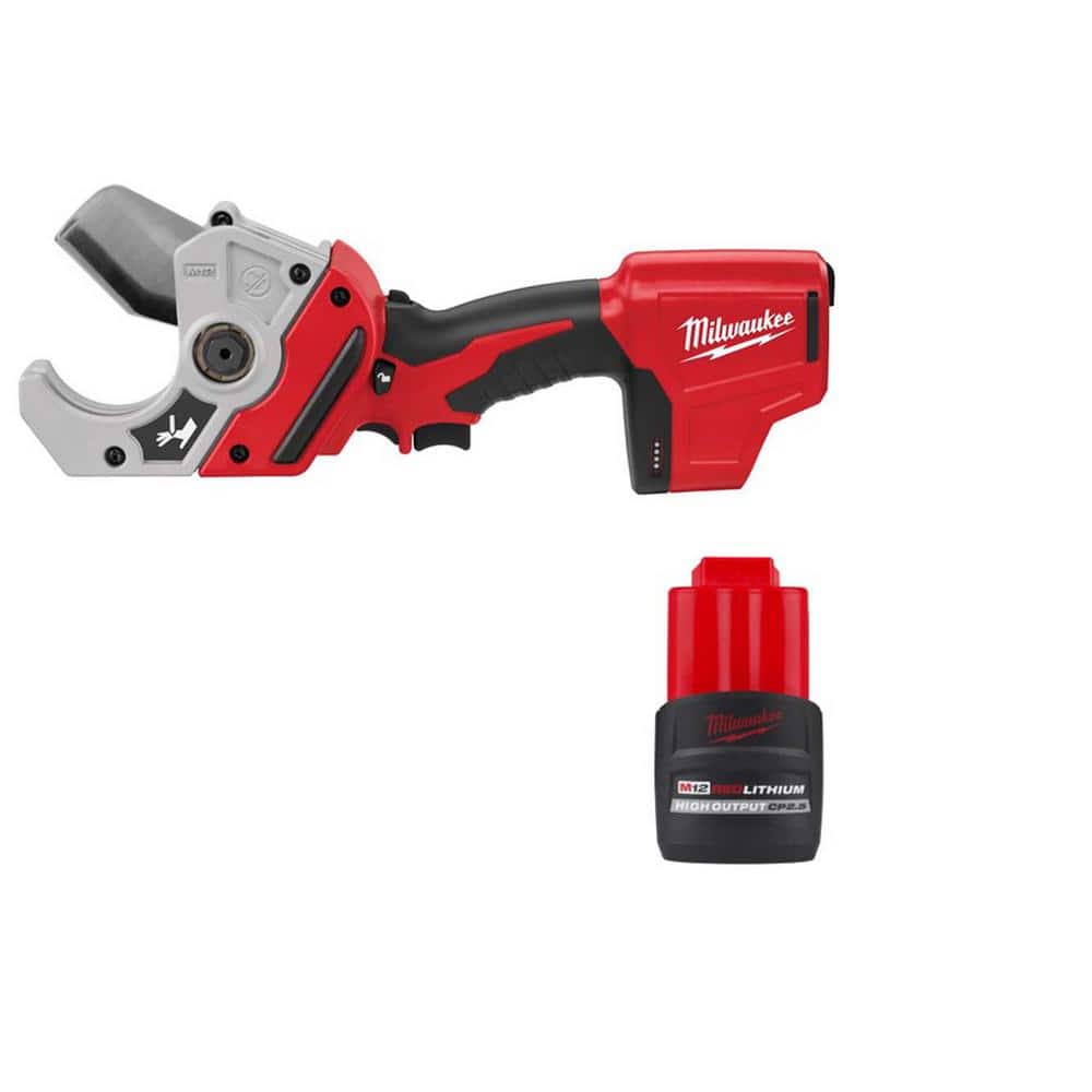 Milwaukee M12 12V Lithium-Ion Cordless PVC Pipe Shear & M12 High Outpu ...