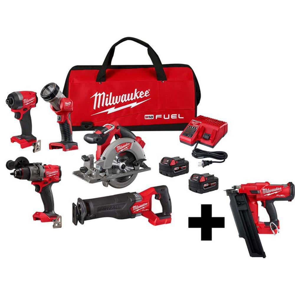 Milwaukee M18 FUEL 18-Volt Lithium-Ion Brushless Cordless Combo Kit (5 ...