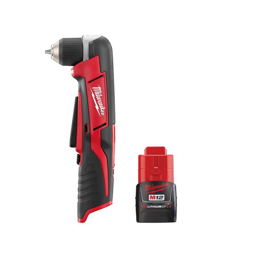 Milwaukee M12 12-Volt Lithium-Ion Cordless 3/8 in. Right Angle Drill M ...