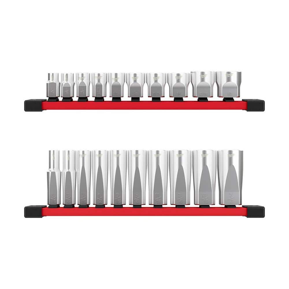 Milwaukee 3/8 in. SAE Low Profile and Deep Well 6-Point Sockets with F ...