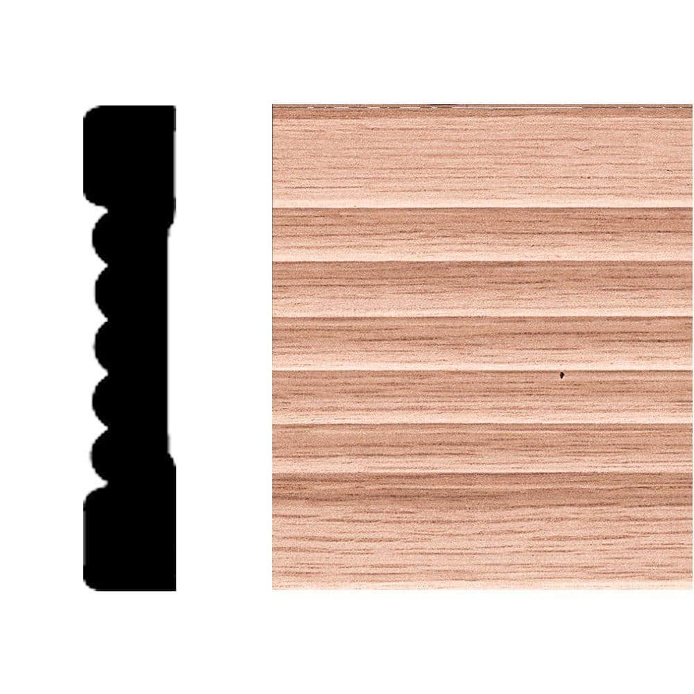 HOUSE OF FARA 7/16 in. x 2-1/4 in. x 7 ft. Oak Wood Fluted Casing Moul ...