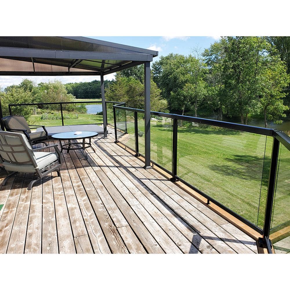 Peak Aluminum Railing 6 ft. Aluminum Deck Railing Black Glass Gasket f ...