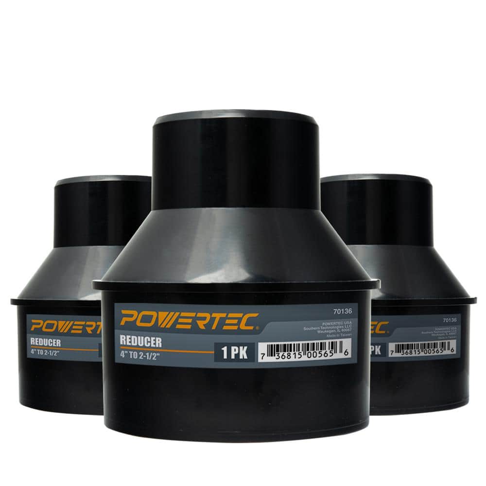 POWERTEC 4 in. x 2-1/2 in. Hose Cone Reducer for Dust Collection Syste ...