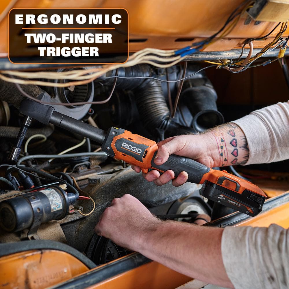 RIDGID 18V Brushless Cordless 3/8 in. Extended Reach Ratchet (Tool Onl ...