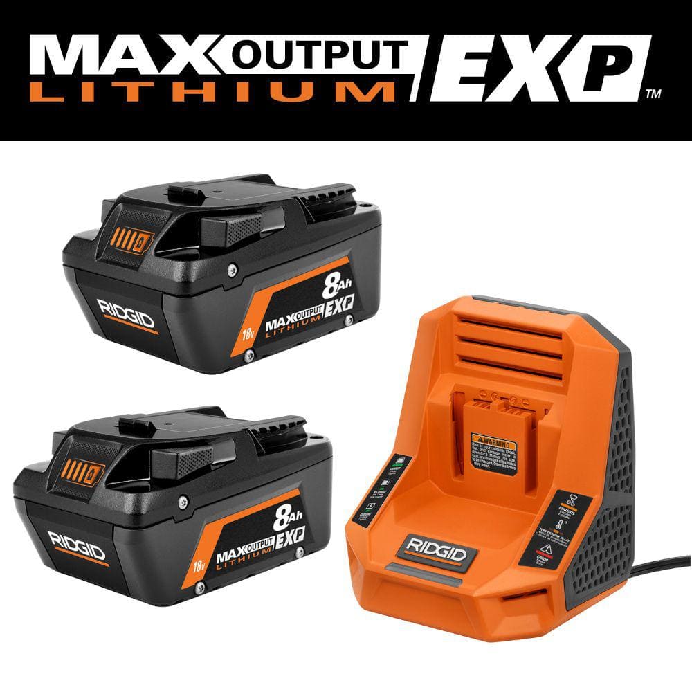 RIDGID 18V Rapid Charger with (2) 8.0 Ah MAX Output Batteries – PROARB