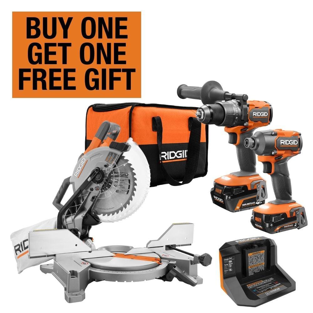 RIDGID 18V Brushless Cordless 2-Tool Combo Kit with (2) Batteries, Cha ...