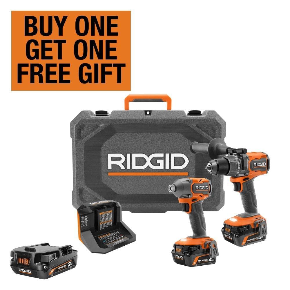 RIDGID 18V Brushless Cordless 2-Tool Combo Kit with 6.0Ah & 4.0Ah MAX ...
